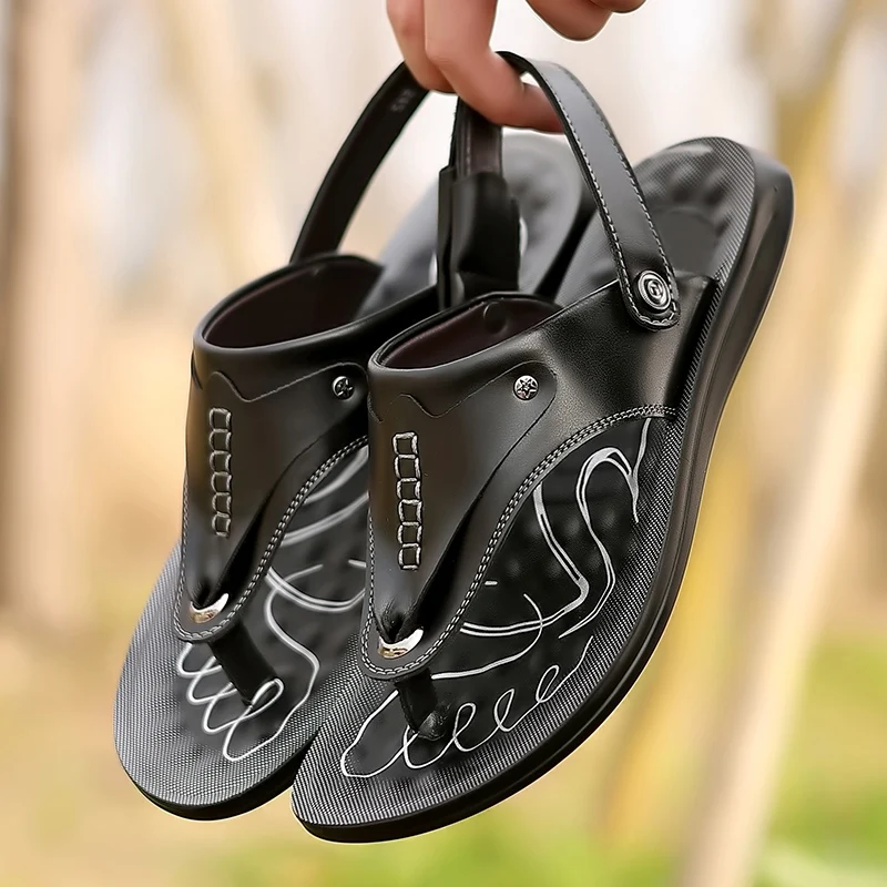 Summer-Brand-Handmade-Slippers-High-Quality-Genuine-Leather-Men-Flip ...