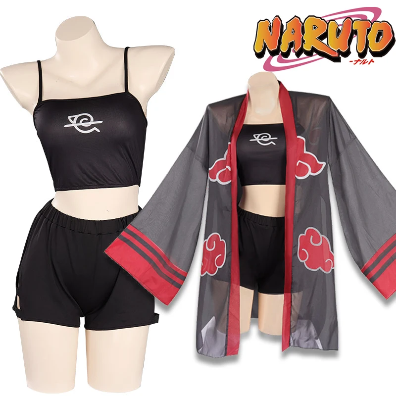 Naruto Akatsuki Cosplay Costumes Anime Women Crop Top Swimsuit Female ...