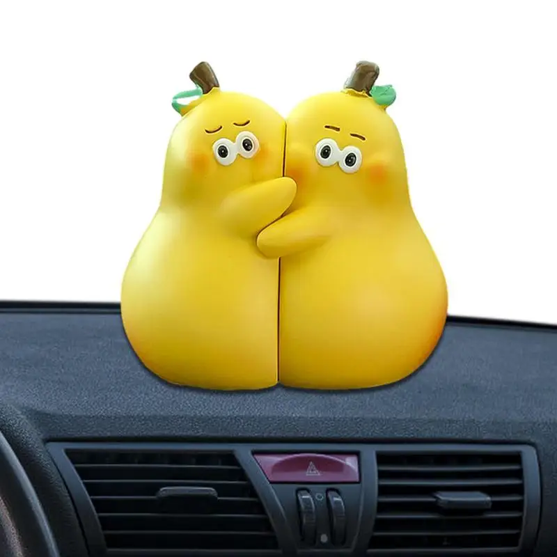Car-Ornamnets-2-Pcs-Cute-Never-Divide-Pears-hugging-Yellow-Cartoons ...