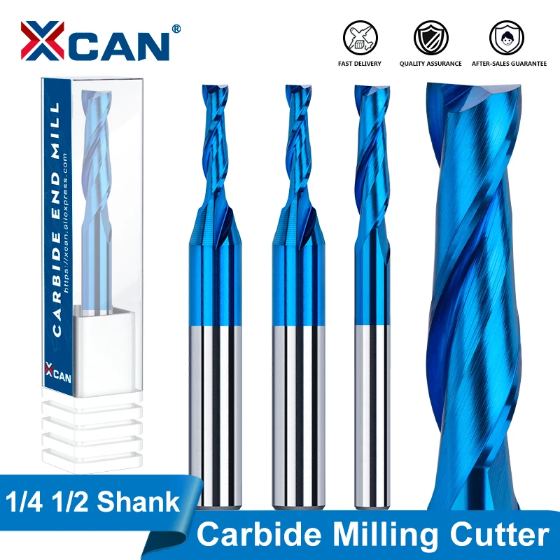 XCAN Two Flutes Spiral Router Bit Carbide Milling Cutter UP Cut End ...