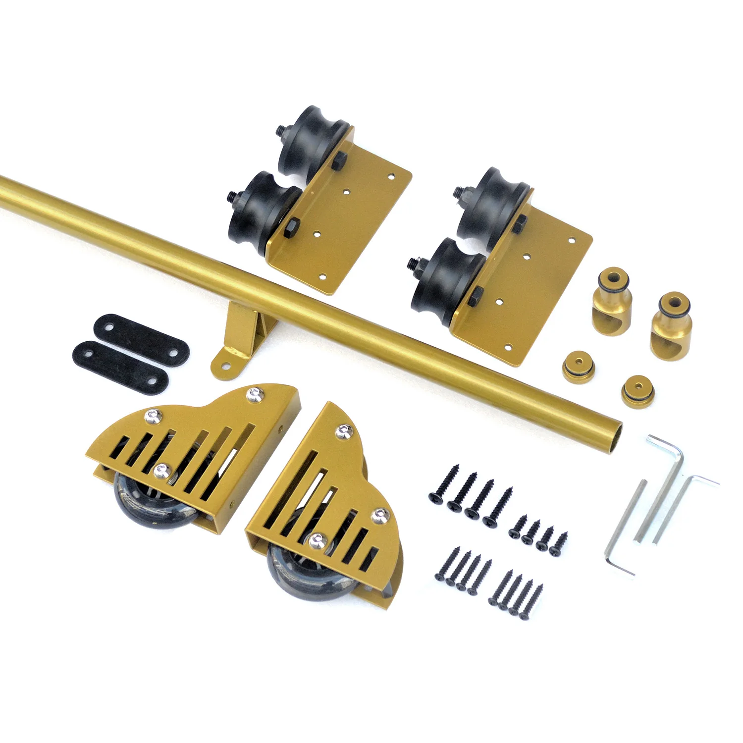 DIYHD 122cm Round Tube Sliding Library Hardware Rolling Full Set Track ...