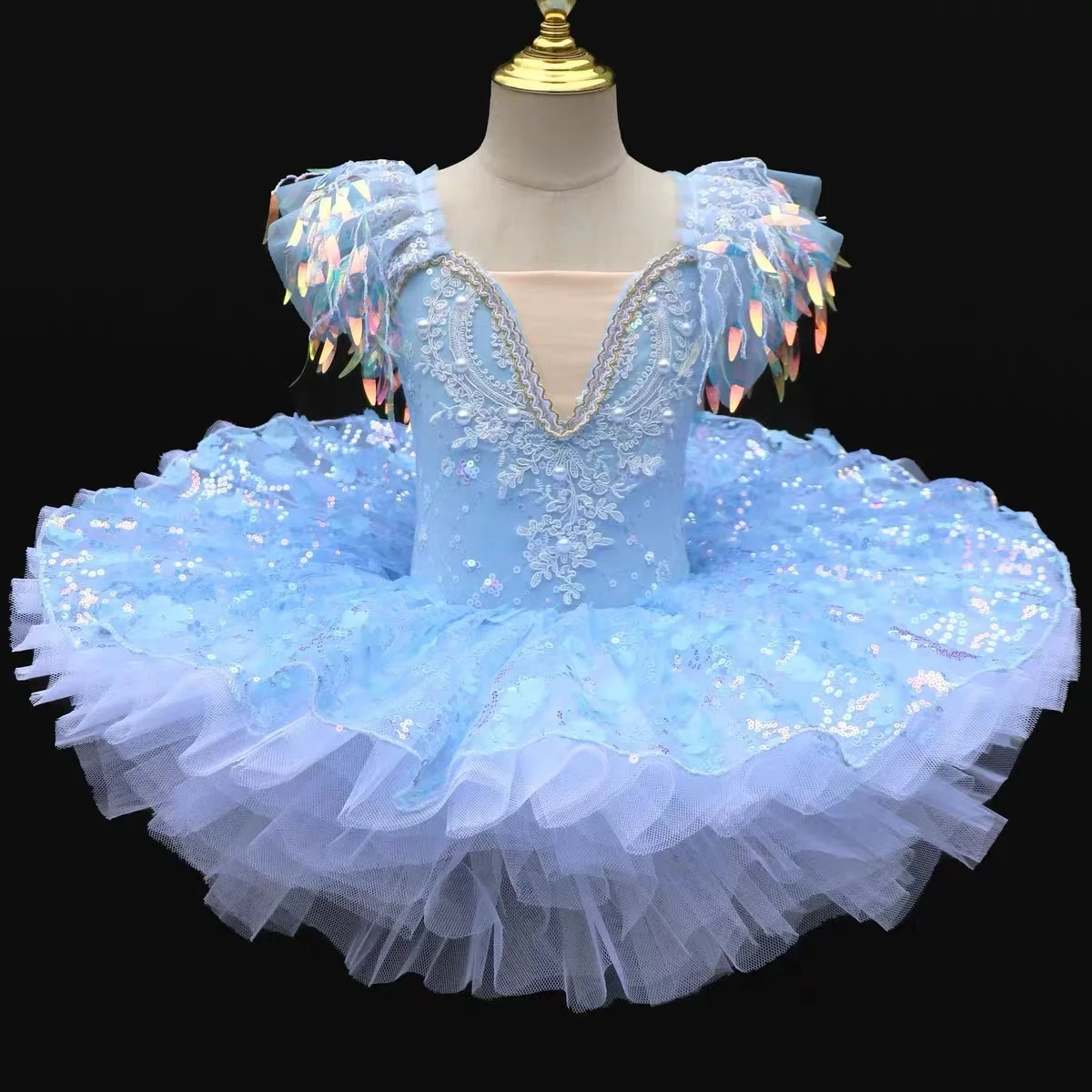 Sequined Tassel Shoulder Professional Ballet Dress For Girls Adult ...