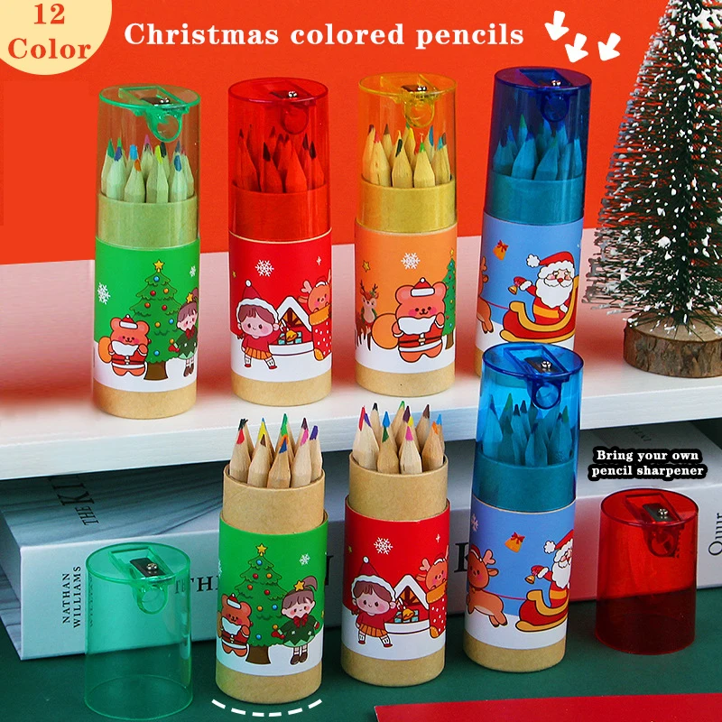 12-Colors-Christmas-Colored-Pencil-Painting-Pencil-Set-Santa-Claus-Girl ...