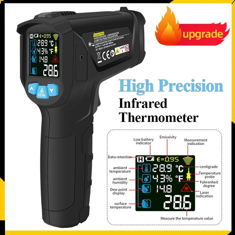 Digital Infrared Thermometer Laser Temperature Meter Non-contact ...