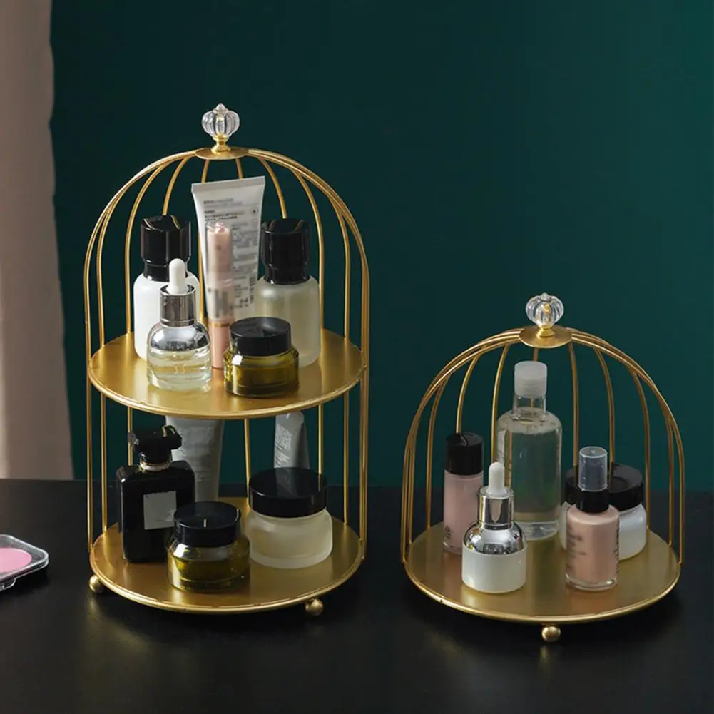 Storage-Shelf-Portable-Cage-Shape-Lustrous-Attractive-Makeup-Display ...