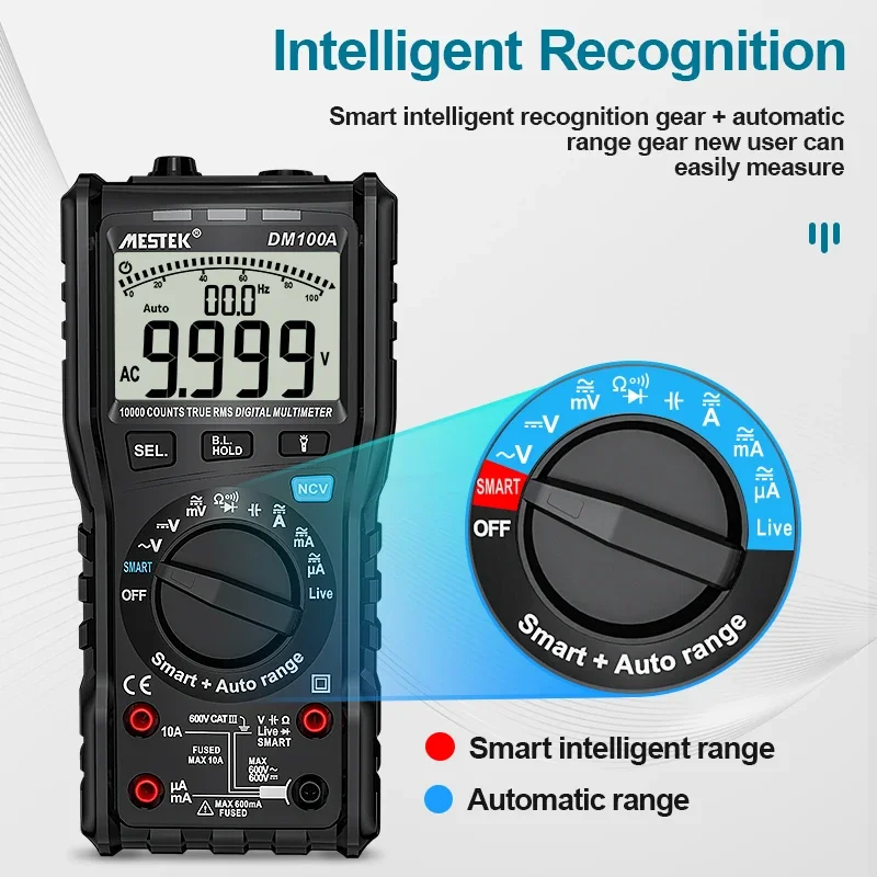 DM100A-Digital-Multimeter-10000-Counts-Multimeter-Transistor-Tester ...