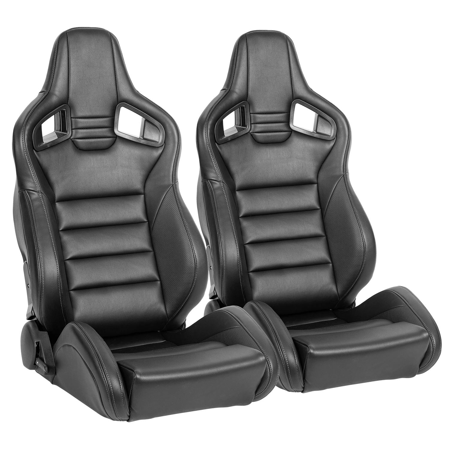 1-Pair-Universal-Racing-Seats-for-Cars-with-Dual-Lock-Sliders-Black-PVC ...