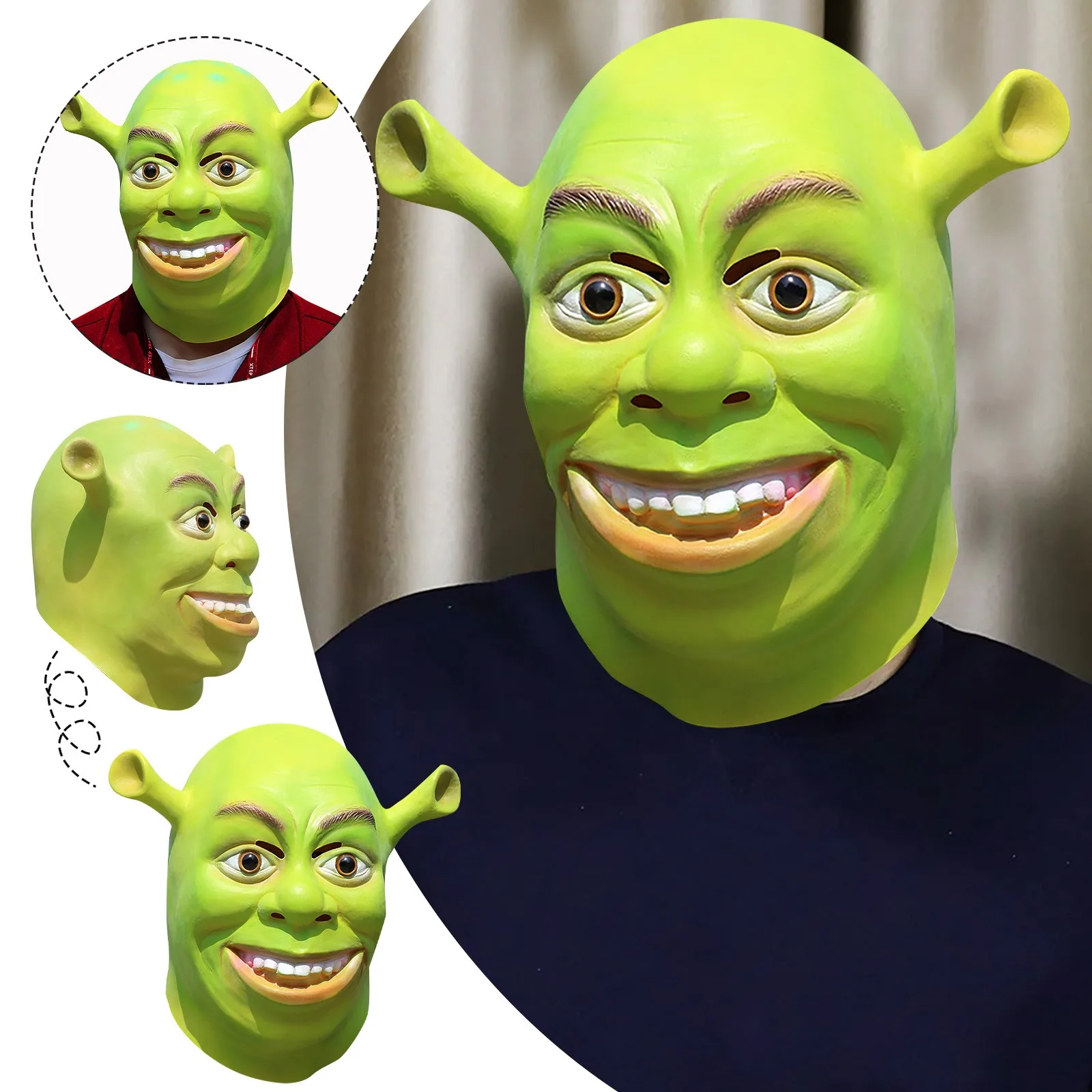 1pcs-Latex-Mask-Shrek-Mask-Masquerade-Funny-Full-Head-Green-Mask ...