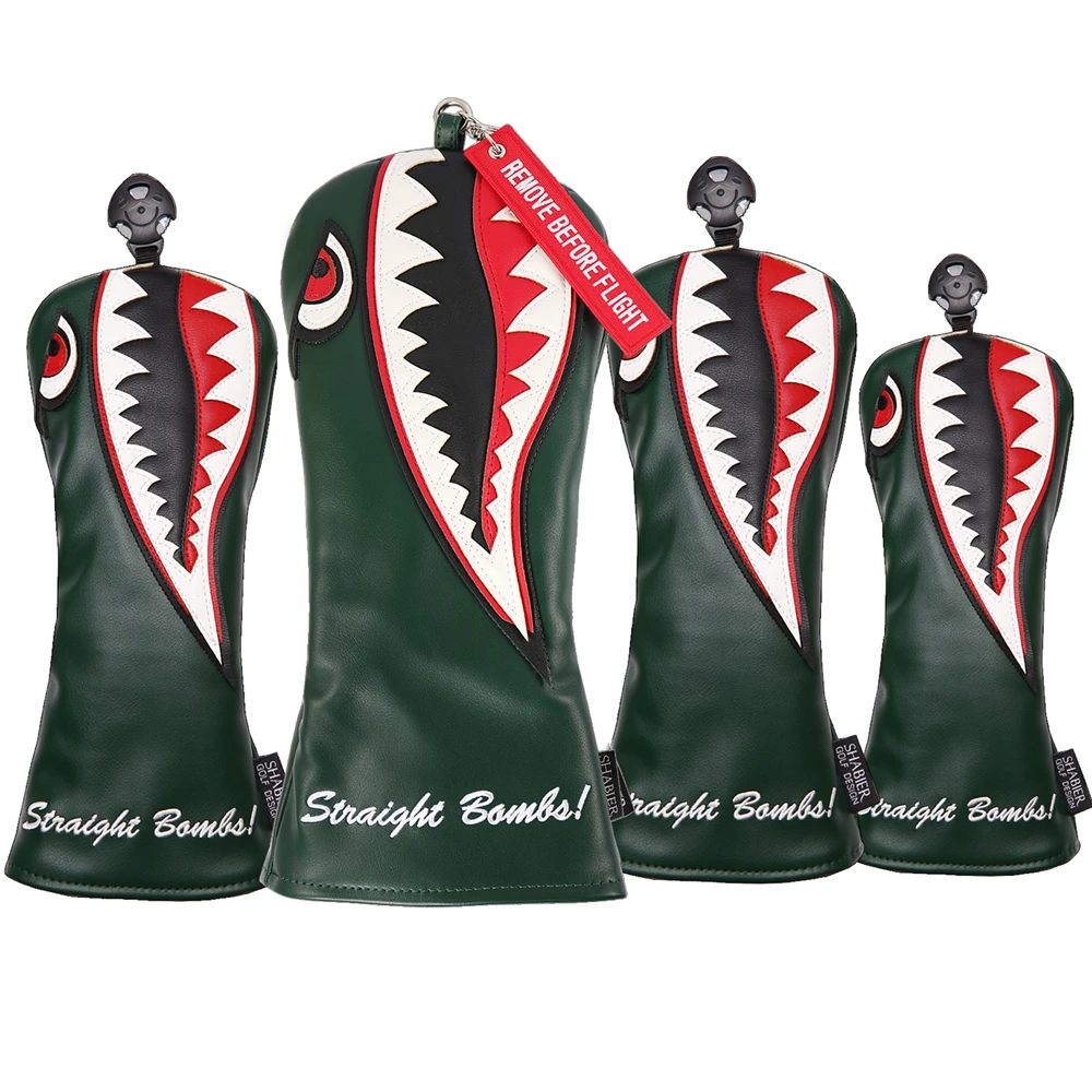 Green-Big-Shark-Design-Driver-Fairway-Wood-Hybrid-Golf-Headcover-PU ...