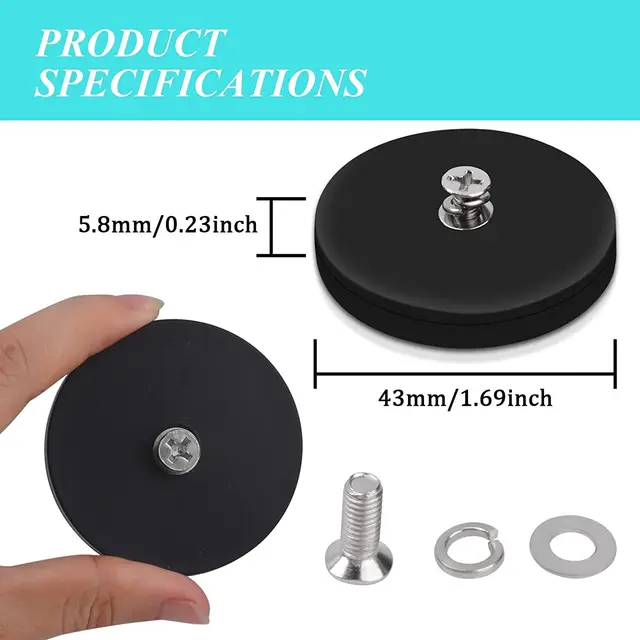 1-4pcs Magnet Base 43 Round Mounting Magnet Rubber Coated Neodymium ...