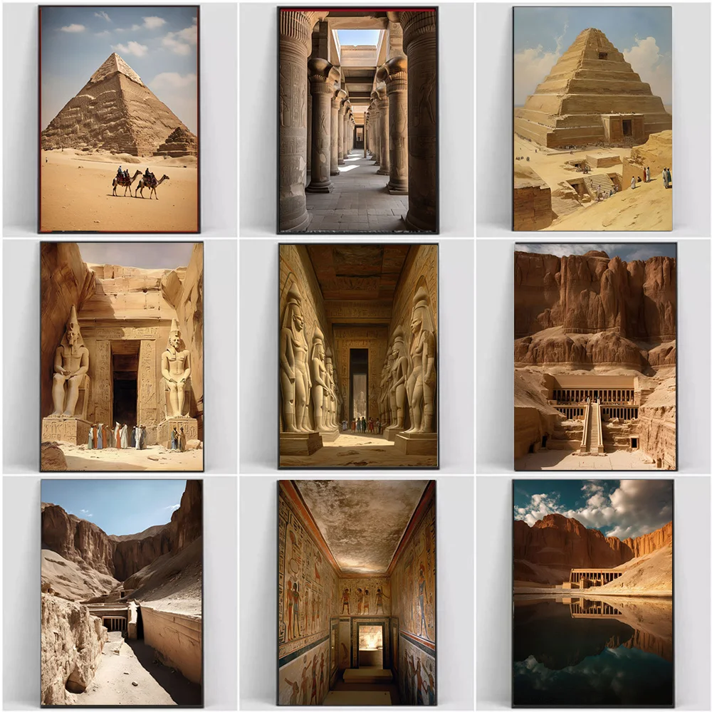 Ancient-Egyptian-Building-Pyramid-Prints-Poster-Canvas-Painting-Modern ...