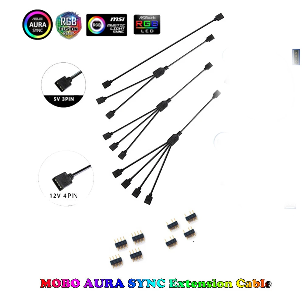 Argb 5v 3pin/12v 4pin Sm Jst Connector For Pc Msi Asus Aura Sync Aorus ...
