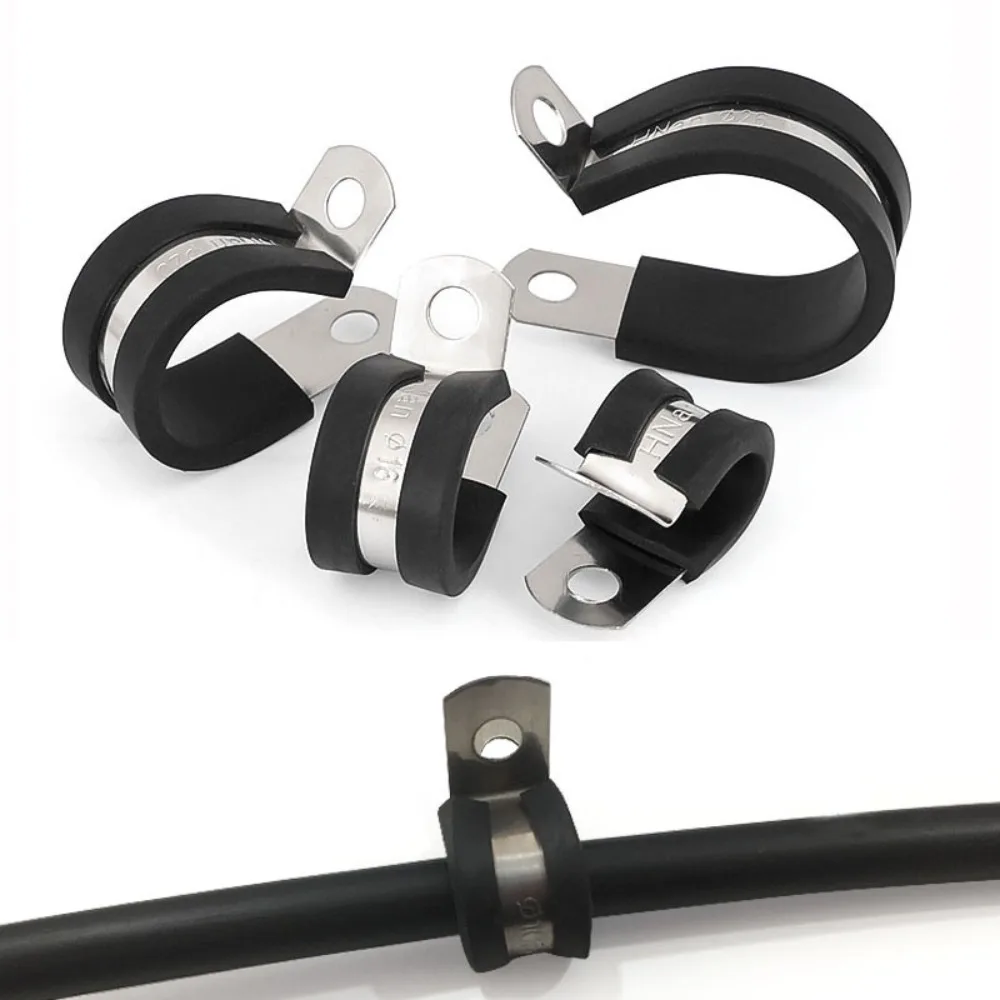 Rubber-Lined-Clips-Wiring-Hose-Clamp-High-Quality-R-type-Pipe-Bracket ...