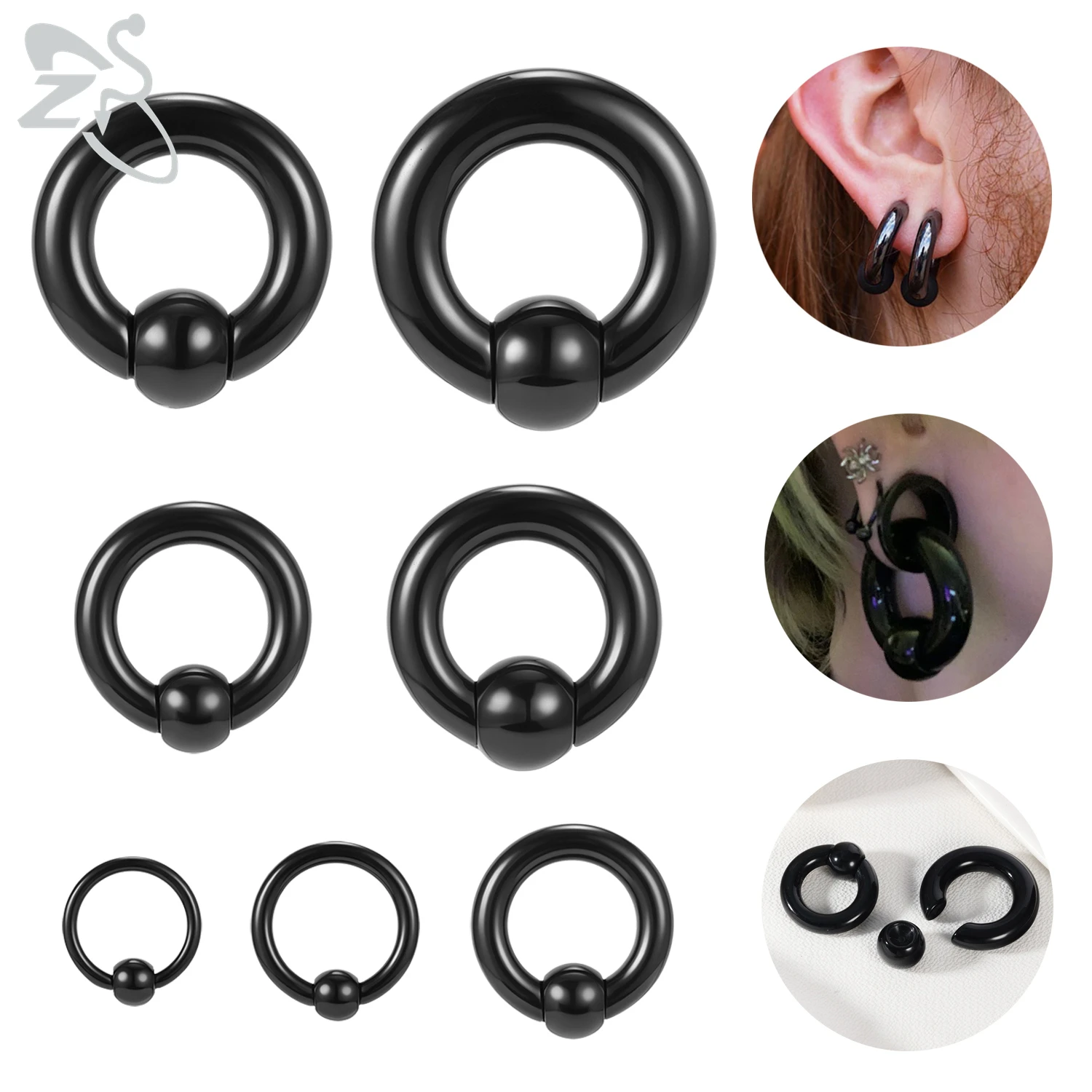 ZS-1-PC-Captive-Bead-Acrylic-Ear-Plug-And-Tunnel-3-10mm-Black-Color ...