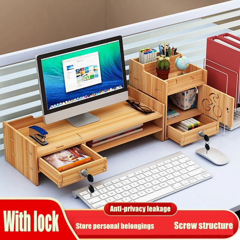 Wooden-Computer-Monitor-Increase-Rack-Computer-Desk-Storage-Rack-Home ...