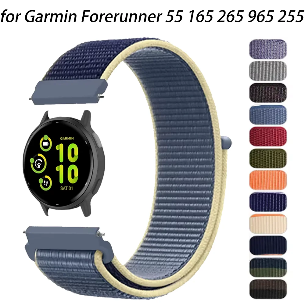 20/22mm Nylon Loop Strap for Garmin Forerunner 55 165 265 965 255 ...