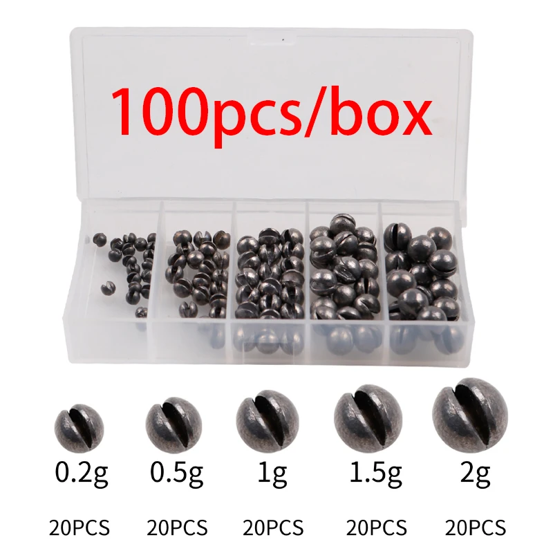 100/50Pcs Fishing Sinkers Kit-5 Size Adjustable Round Weights with ...