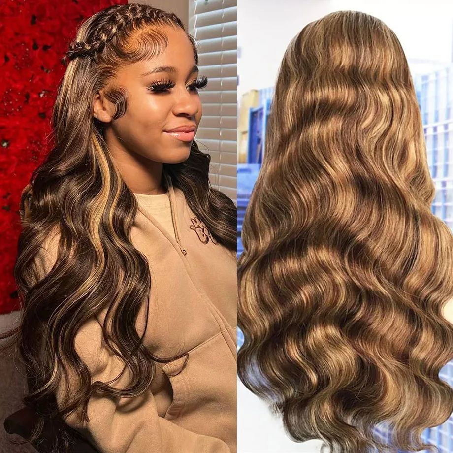 Body-Wave-Highlight-Wigs-Human-Hair-13x6-HD-Lace-Frontal-Wig-Loose-Wave ...