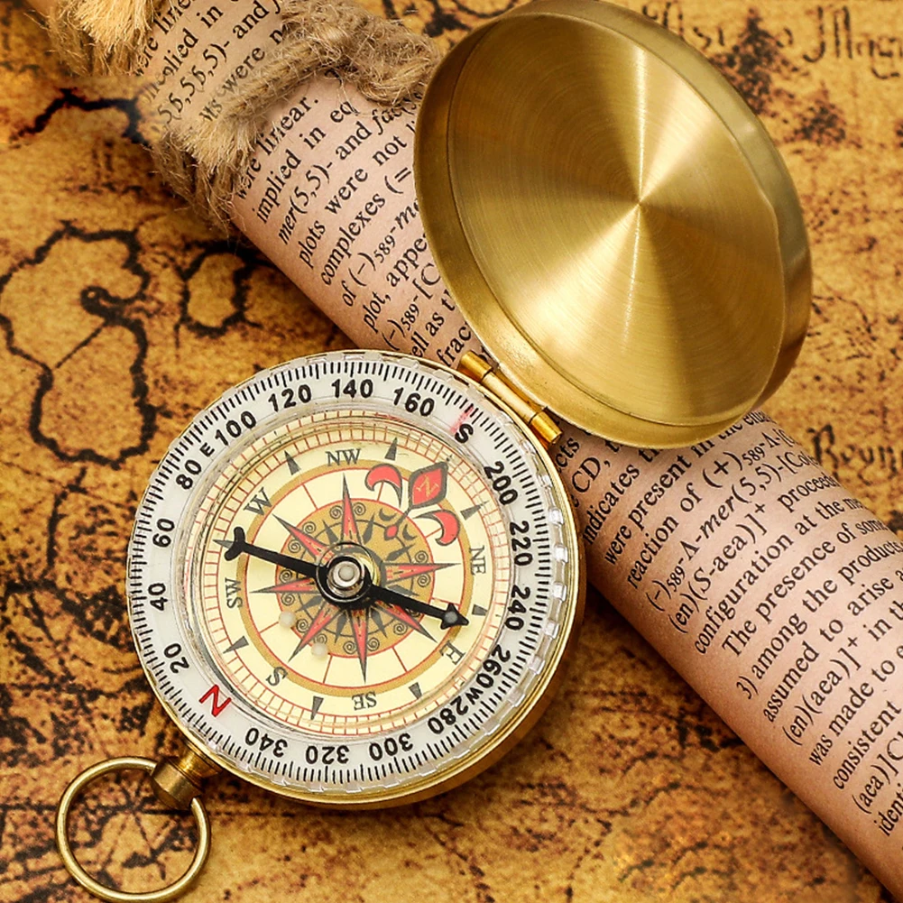 Mini Portable Copper Navigation Compass Outdoor Waterproof Luminous Camping - Compasses - Aliexpress
