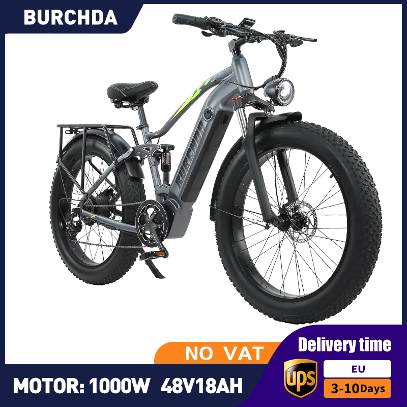 BURCHDA Electric Bike 1000W Motor Adults 48V18AH Electric Bicycle 26 Inch 4.0 Fat Tire Road Snow ...