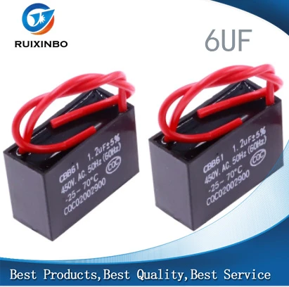 2pcs CBB61 6uf starting capacitance AC Fan Capacitor 450V CBB Motor Run ...