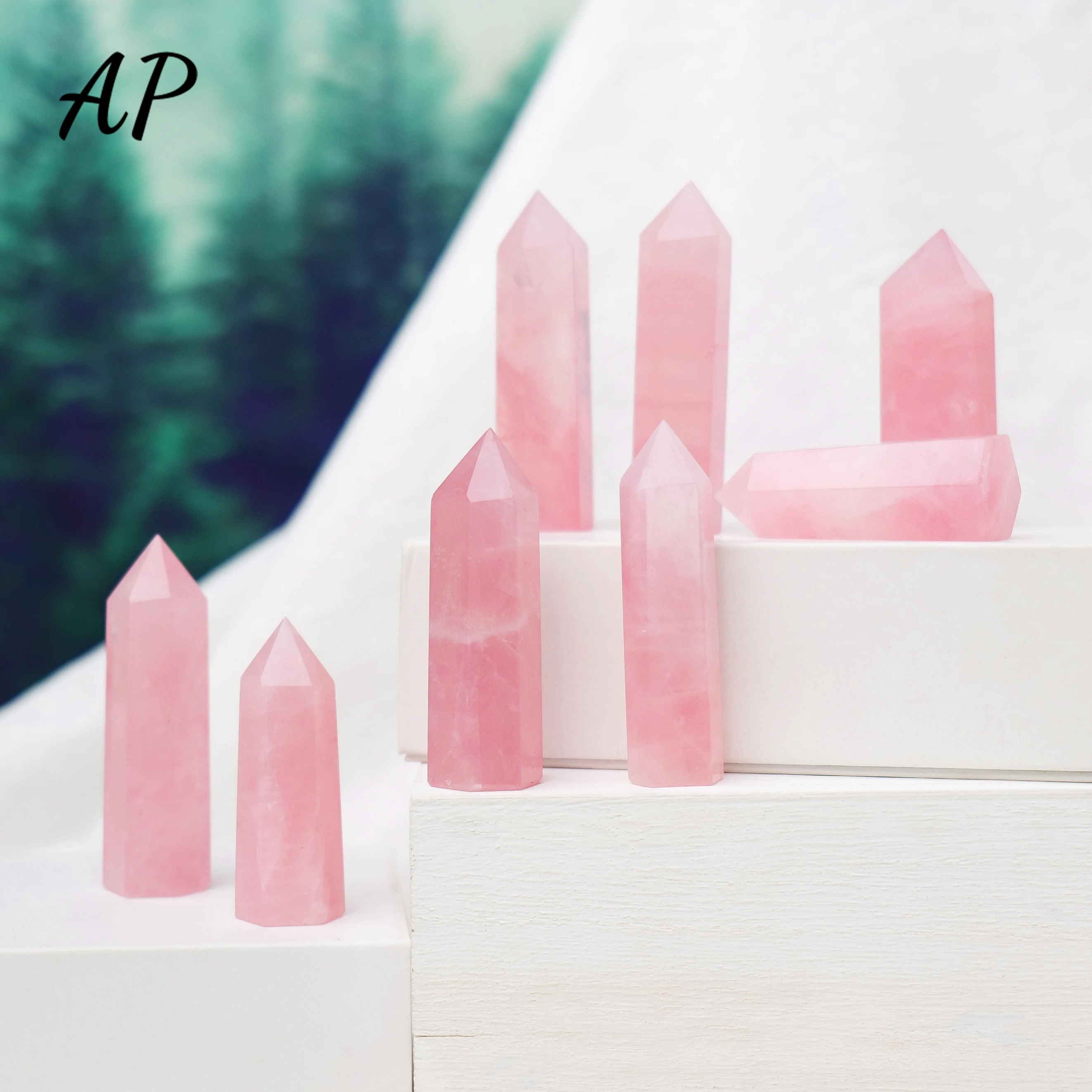 1pc-Natural-Crystal-Rose-Quartz-Point-Column-Healing-Stone-Pink-Crystal ...