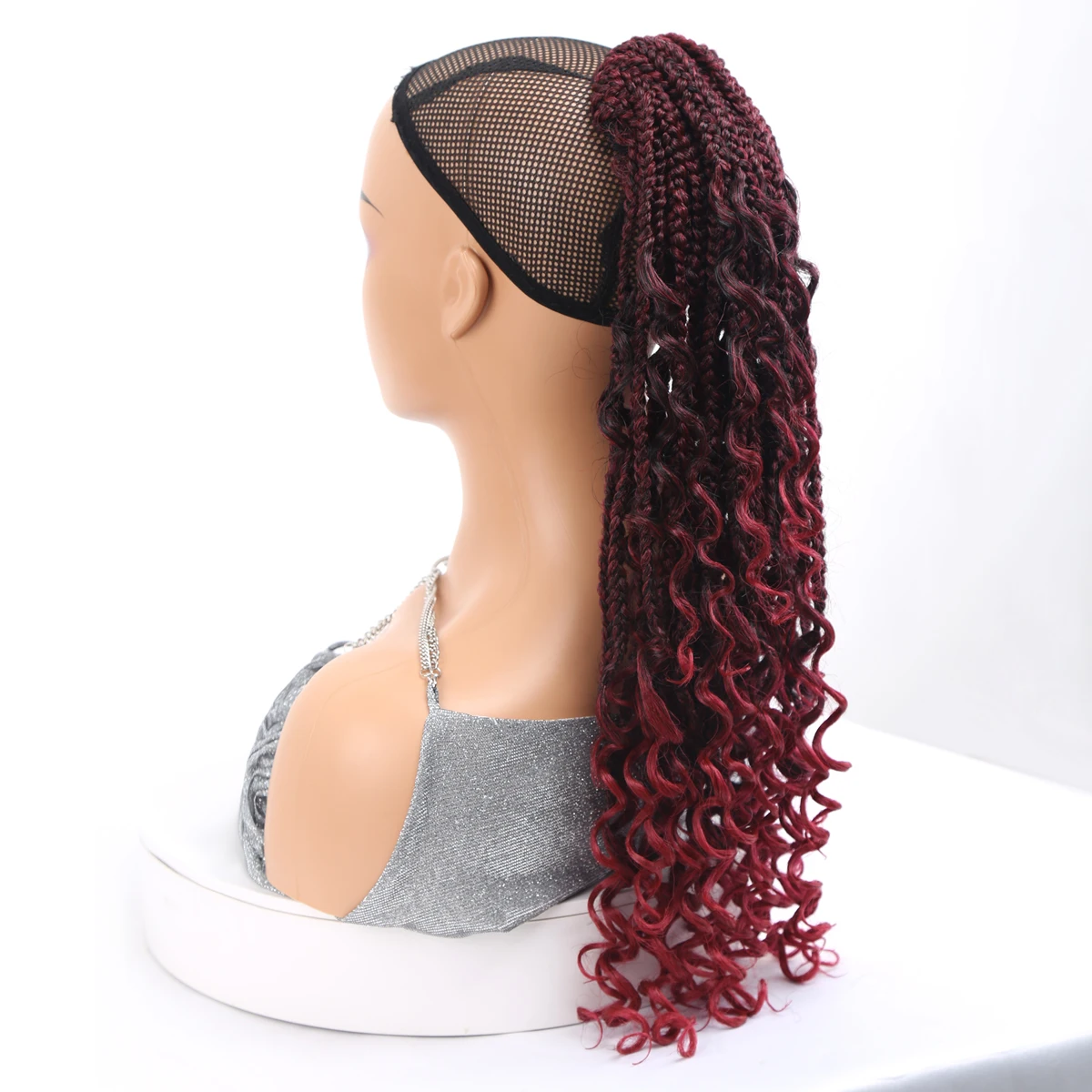 Braided-Drawstring-Ponytail-Long-Curly-Box-Braids-River-Locs-Ponytail ...