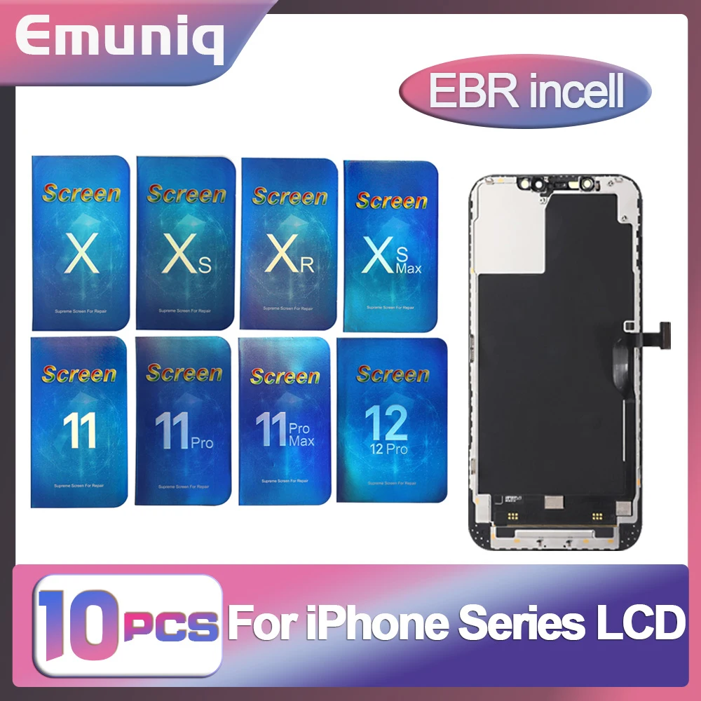 10 Pcs Ebr Incell For Iphone X Xr Xs Max 11 Pro 12 Lcd Display Touch ...