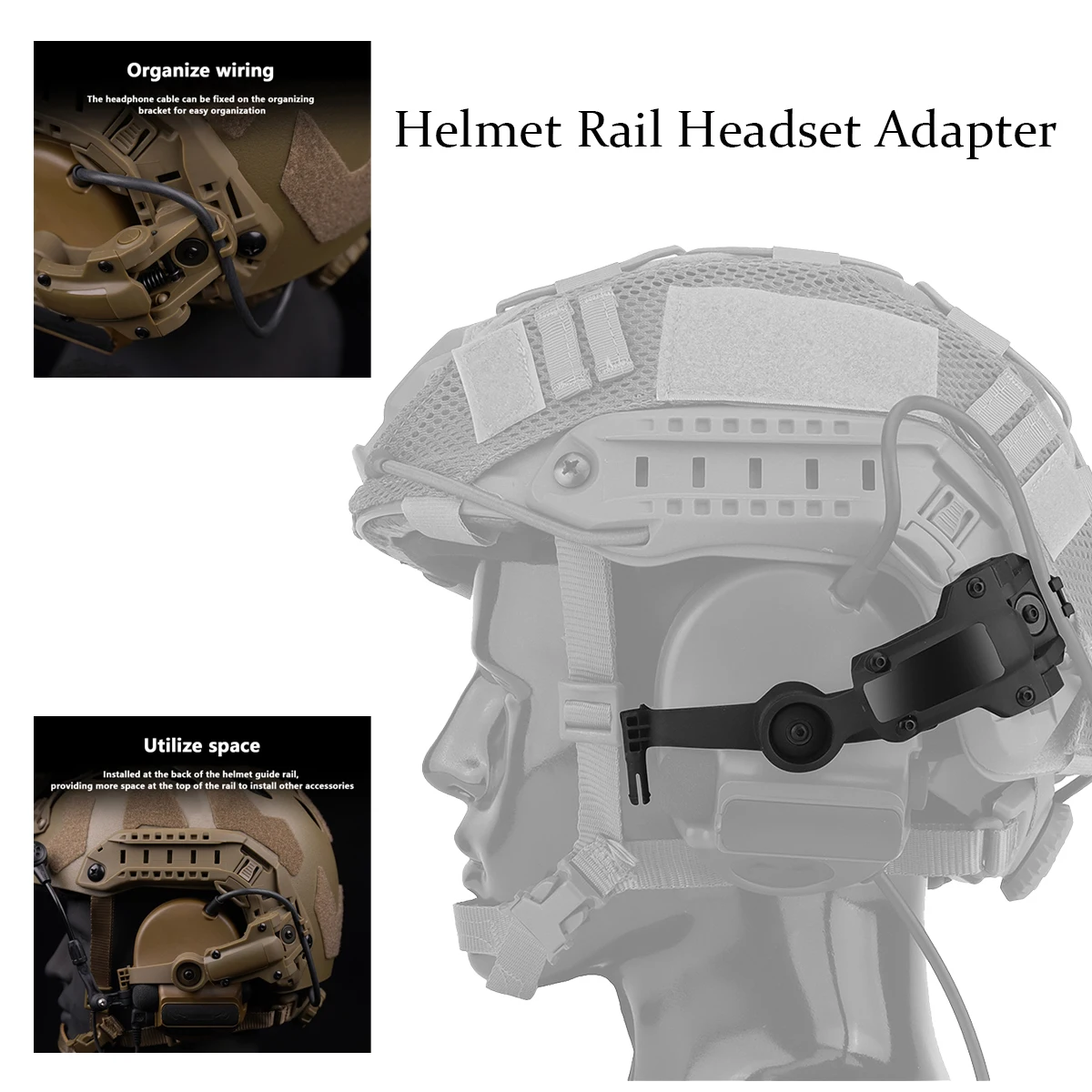 Tactical Helmet Rail Headset Adapter Multi-Angle Rotation Headphone ...