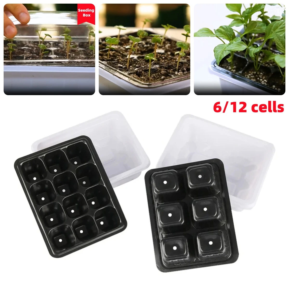 6cells 12cells Seedling Trays Germination Box with Transparent Cover ...
