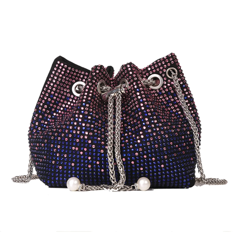 Diamonds Bucket Chain Shoulder Bags Women 2022 Luxury Designer Silver ...