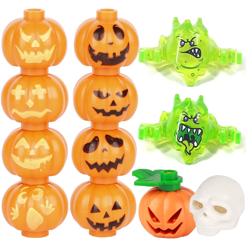 MOC-Ghost-Head-Building-Blocks-Halloween-Green-Evil-Spirits-Accessories ...