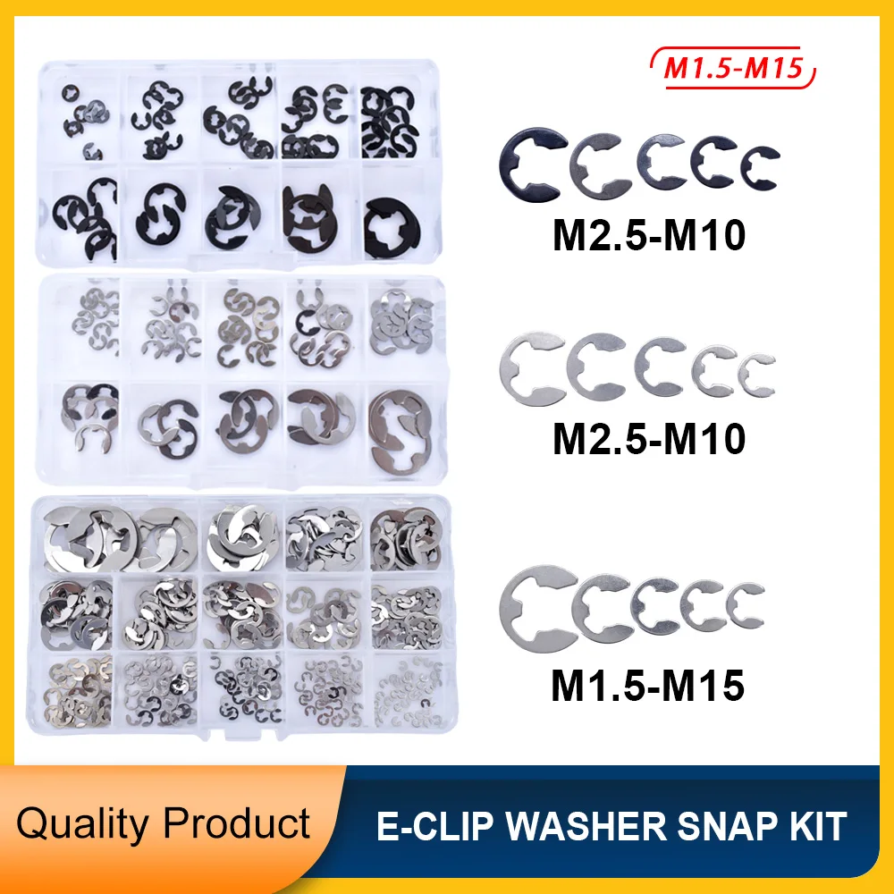 Stainless-Steel-E-Clip-Washer-Assortment-Kit-Circlip-Spacer-External ...