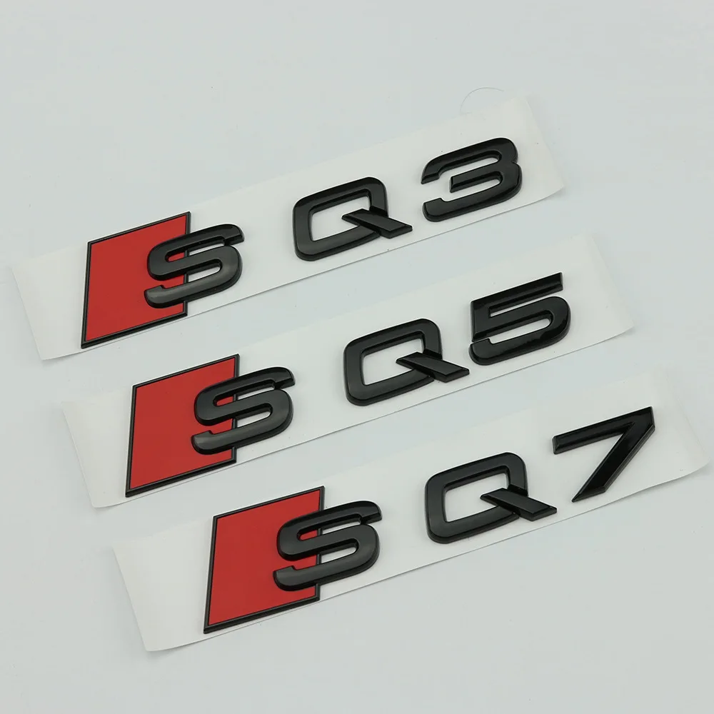 3D ABS Glossy Black Audi Logo SQ2 SQ3 SQ5 SQ7 SQ8 Emblem Letters ...