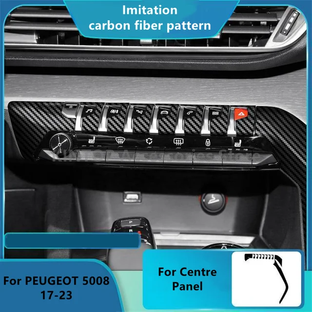 For PEUGEOT 5008 17-23 Interior Carbon Fiber Pattern Sticker Protective Film Modification ...