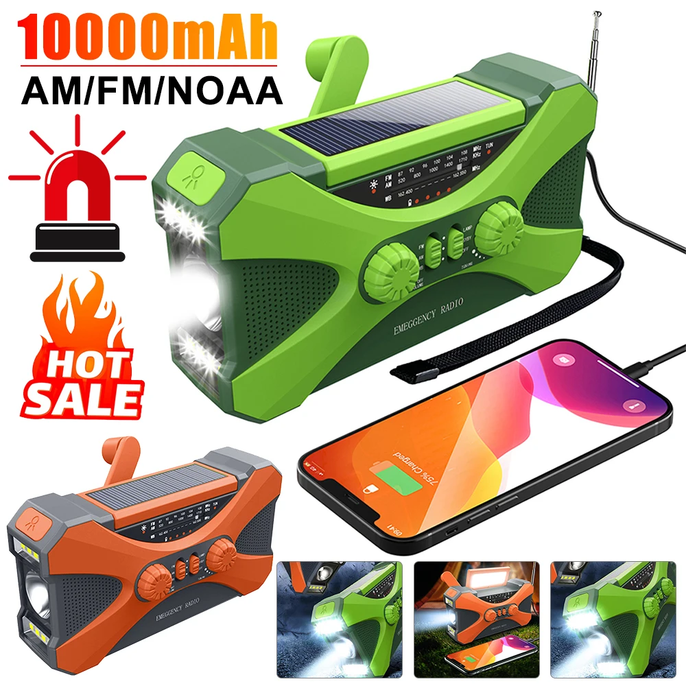 10000mAh-Weather-Radio-Emergency-LED-Flashlight-Torch-Camping-Survival ...