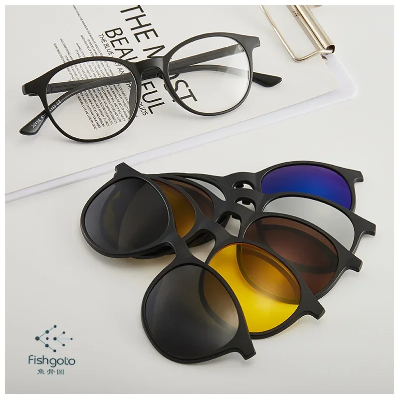 6-In-1-Men-Women-Polarized-Optical-Magnetic-Sunglasses-Clip-on-Magnet ...