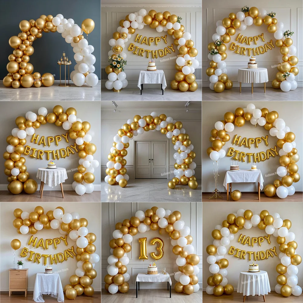 10/12 Inch High-Quality White Gold Balloon Combination Wedding Birthday ...