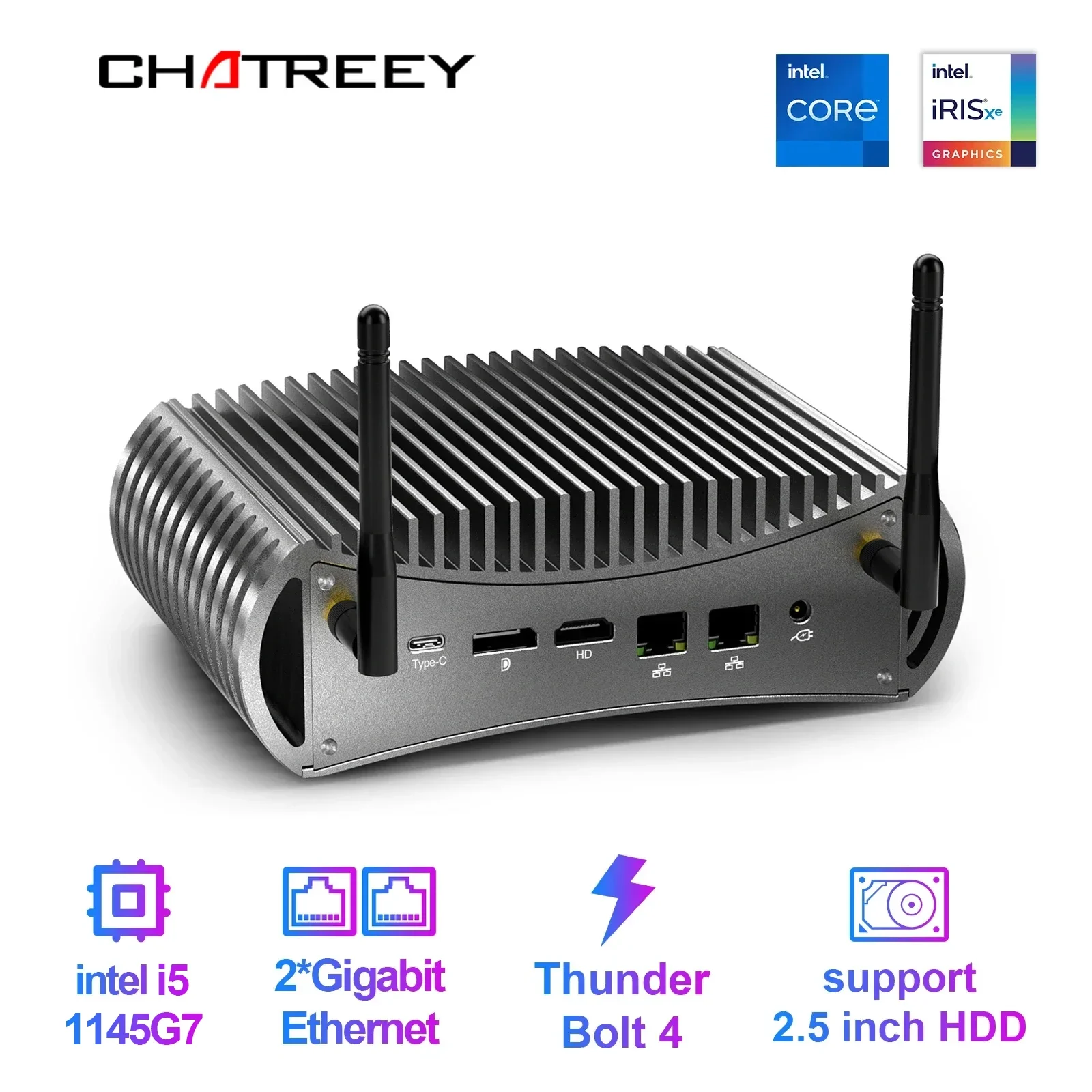 Chatreey-Mini PC sin ventilador para juegos, ordenador de escritorio ...