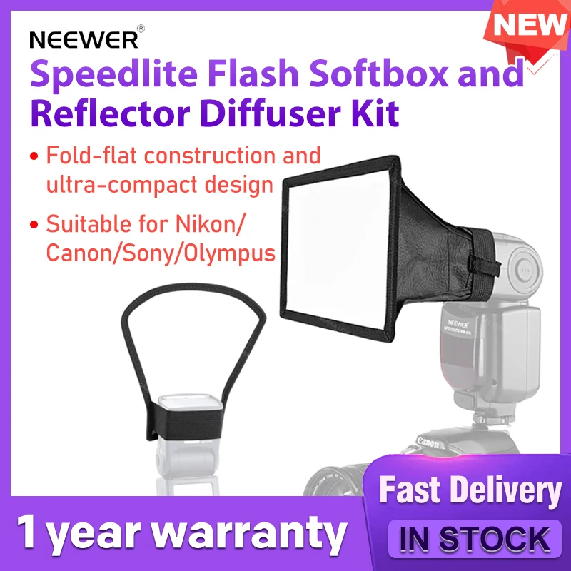 NEEWER-Speedlite-Flash-Softbox-and-Reflector-Diffuser-Kit-Fold-flat ...