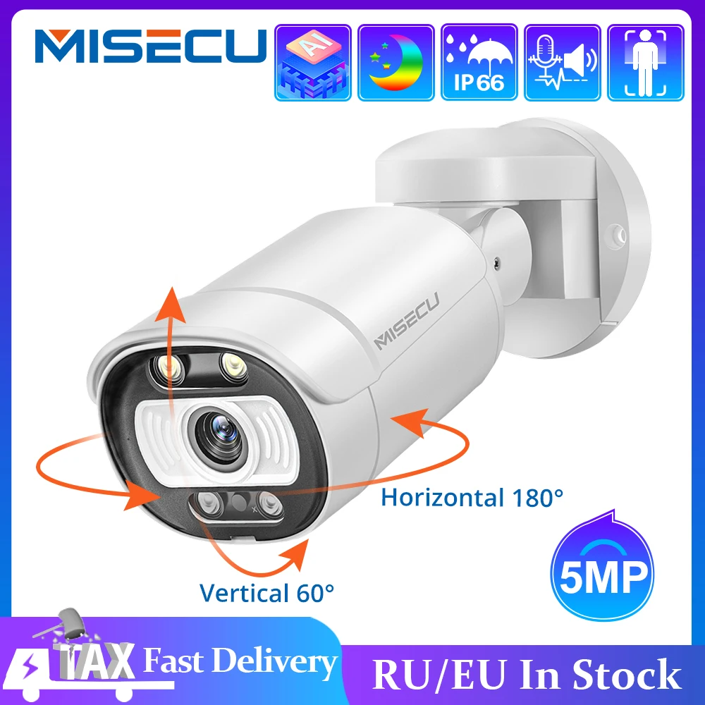 Misecu Ai Smart 5mp Poe Ip Ptz Camera Two Way Audio Color Night Vision ...