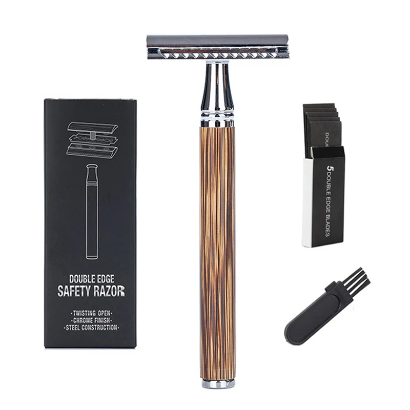 Eco-Friendly-Men-Shaving-Razor-Long-Natural-Bamboo-Handle-Double-Edge ...
