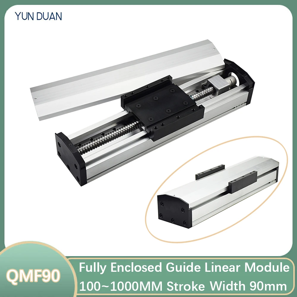 90mm Fully Enclosed Linear Rail Guide 100~1000mm Linear Stage Ballscrew ...