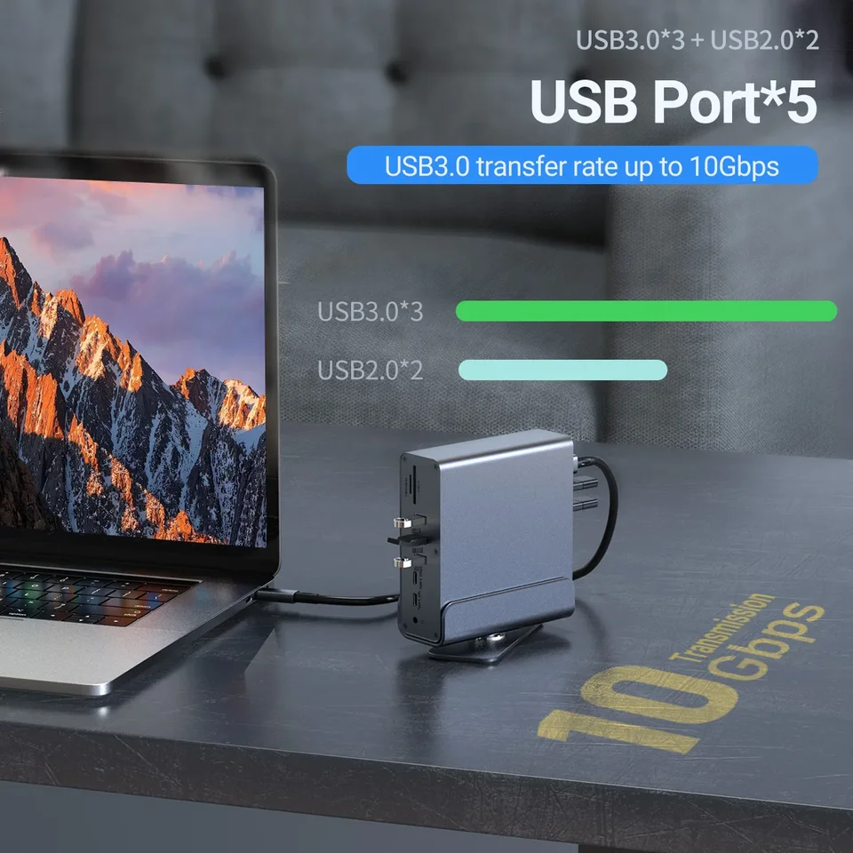 Hub Usb C 2 Hdmi Tiergrade 15 In 1 Docking Station, 4K Triple Display ...