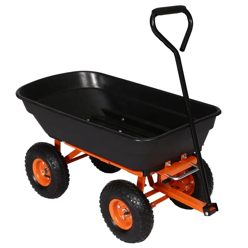 New-CT2145-Hand-Push-Poly-Farm-Garden-Tool-Carts-Wagon-Trucks-With-Four ...