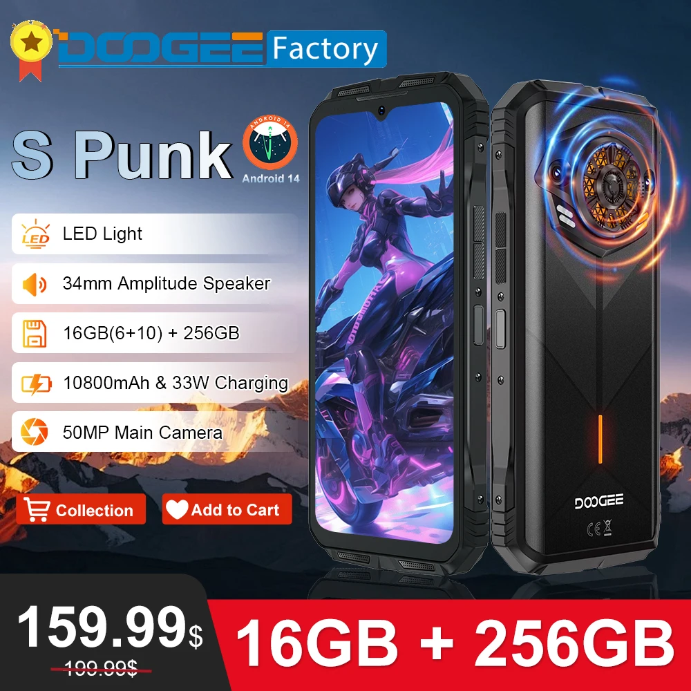 DOOGEE-S-Punk-Rugged-Smartphone-16GB-6-10-256GB-LED-Light-6-58-FHD-34mm ...