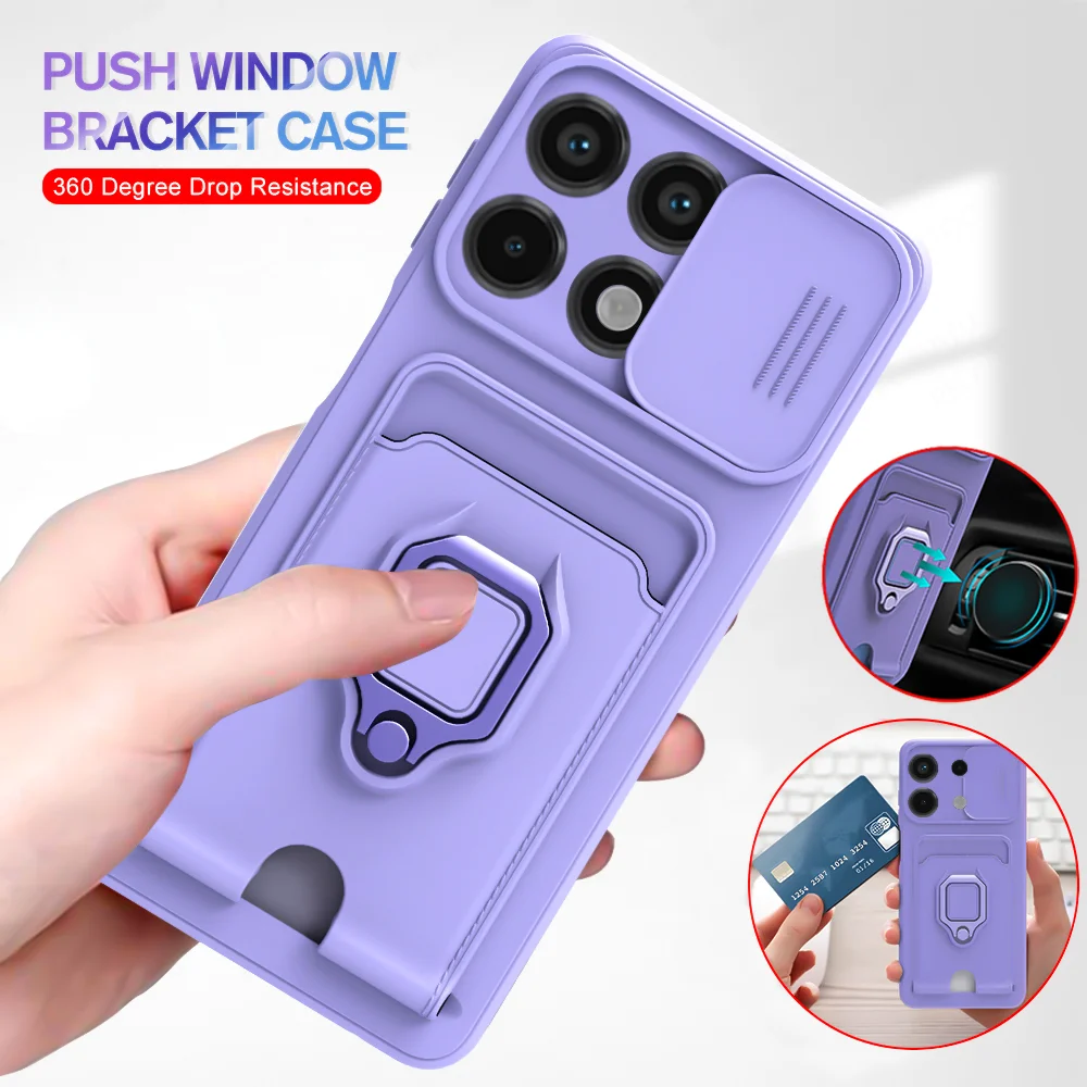 Luxury Camera Push Window Case For Poco X6 Pro X5 X4 GT X3 NFC Coque ...