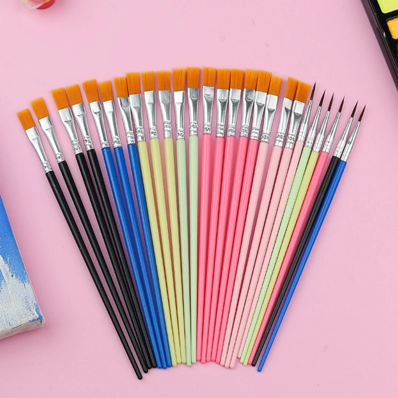 10Pcs Hand Painted Paintbrushes Art Paint Brush Sets Nylon Hair Artist ...