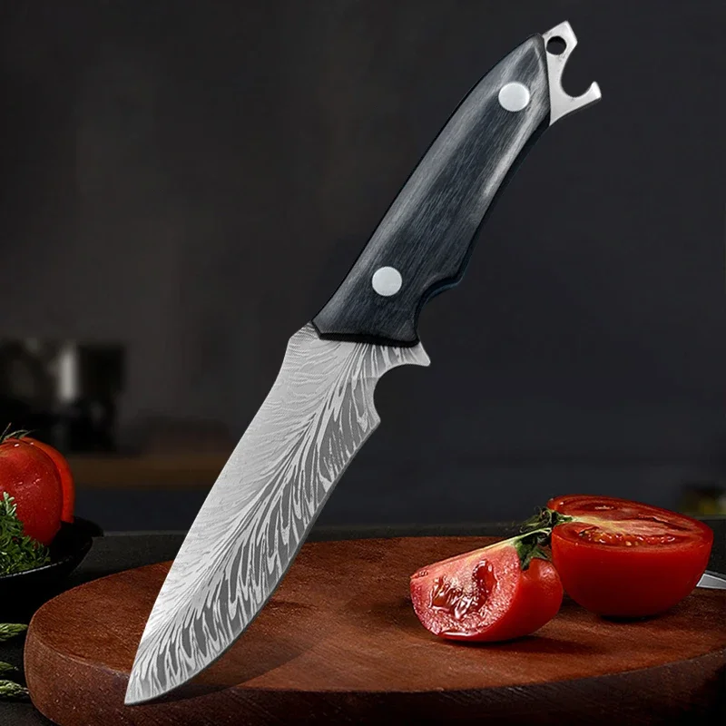 Utility-Knife-Wooden-Handle-Hand-Forged-Butcher-Knife-Chef-Boning ...