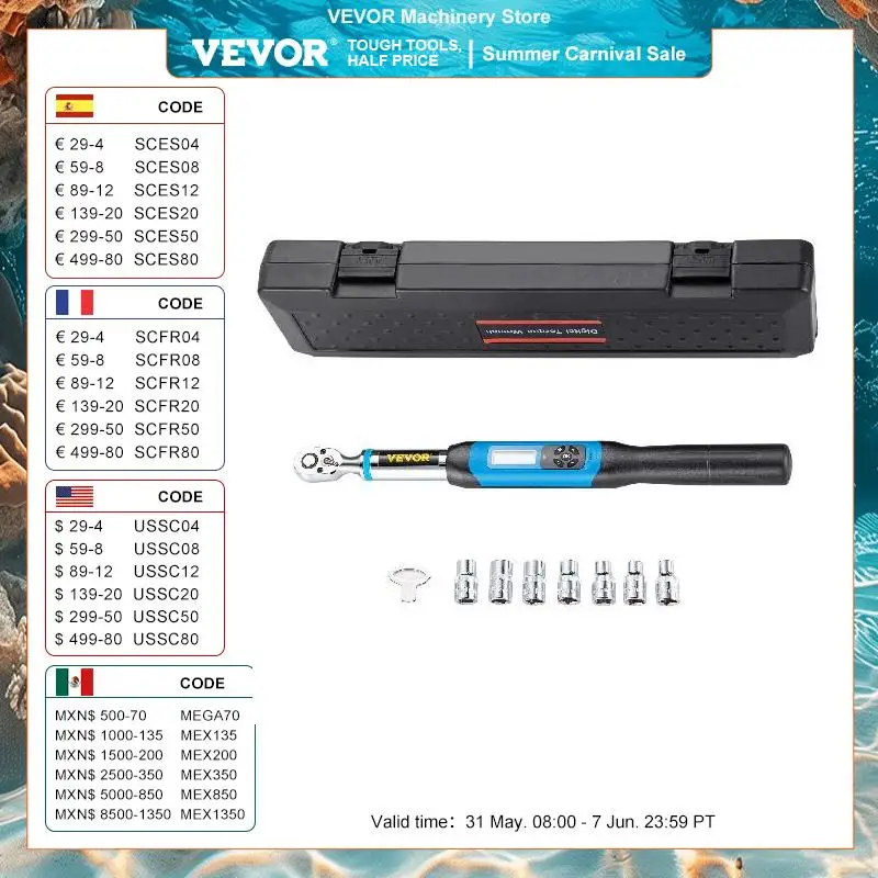 VEVOR-Digital-Torque-Wrench-Kit-3-8in-Bidirectional-Ratchet-Head-Professional-Adjustable-Bicycle ...